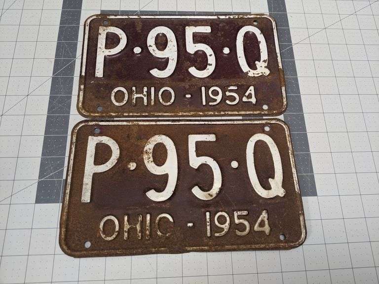 Pair of 1954 Ohio License Plates - Bid On Estates