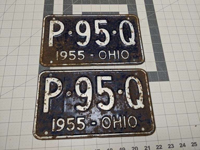Pair of 1955 Ohio License Plates - Bid On Estates