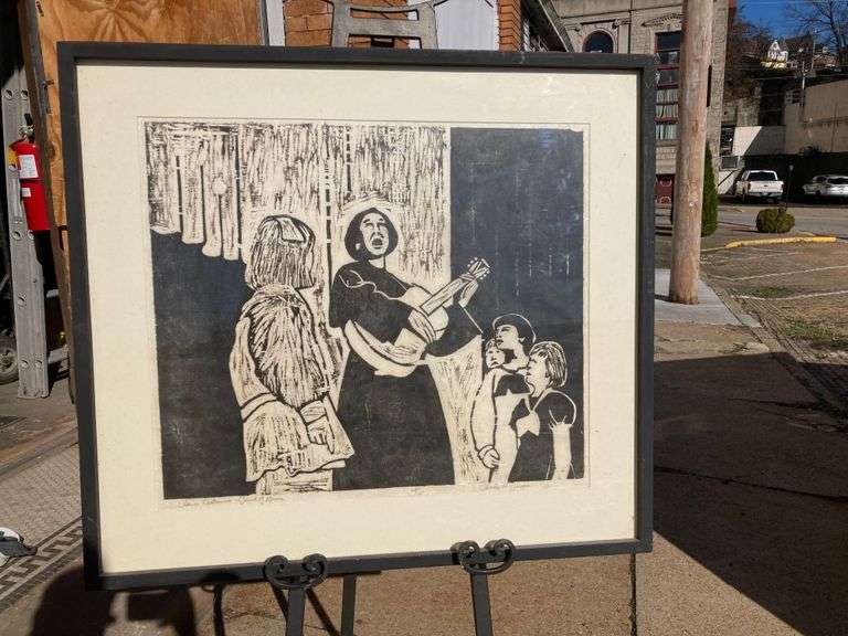 Large Block Print. "Clarion Centennial" by Charles H Dugan. Signed and ...