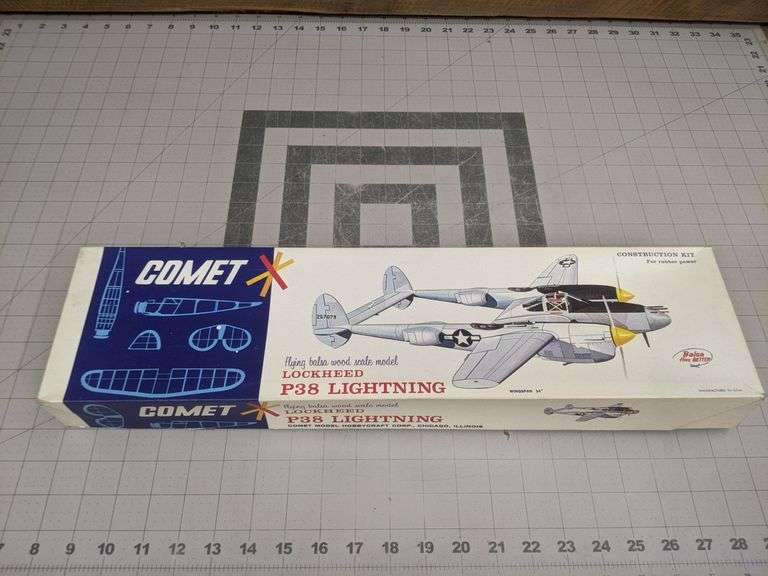 Comet P 38 Lightning Balsa Wood Flying Scale Model Kit - Bid On Estates ...