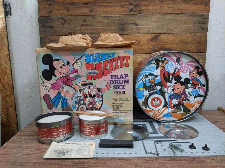 Mickey Mouse Drum Set. Disney Rocket Trap Drum with Original Box - Bid ...