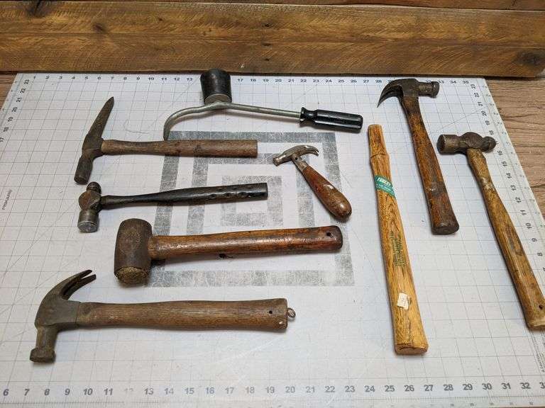 Wood Handled Vintage Hammers - Bid On Estates