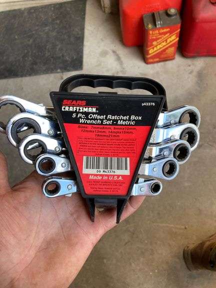 Craftsman 5 Piece Offset Ratchet Box Wrench Set, Metric - Bid On ...