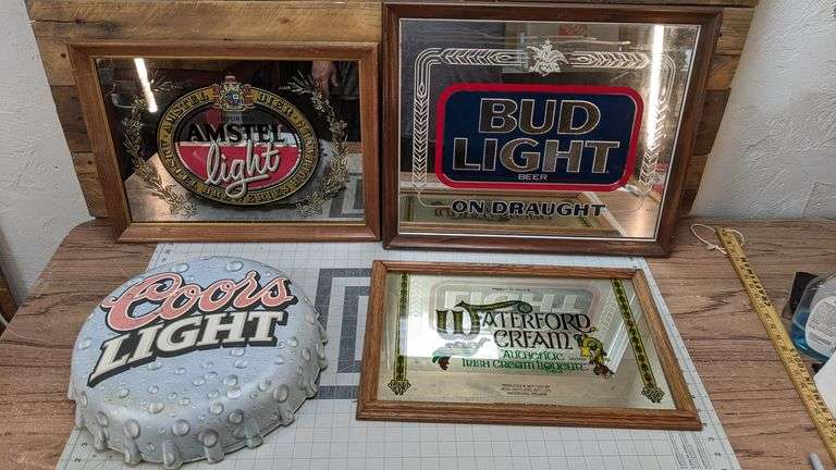 Beer Advertising Mirrors and Illuminated Coors Light Button Sign - Bid ...