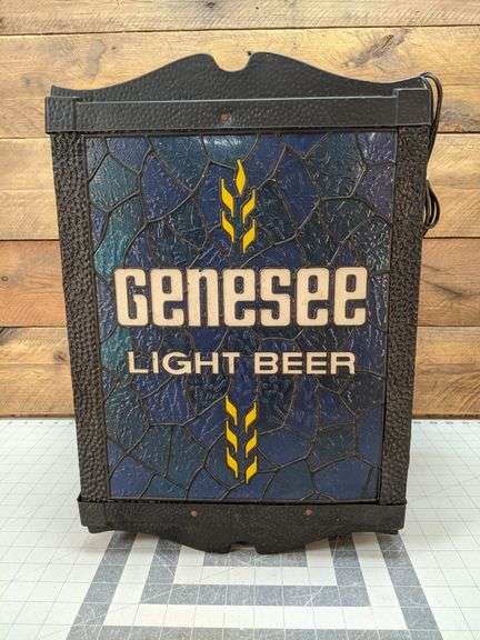 Genesee Beer Pendant Light with Quartz Clock. Stained Glass Style but ...