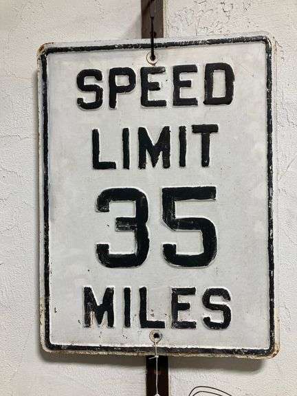 Vintage Stamped Steel Speed Limit Sign, Embossed Letters. 24" - Bid On ...