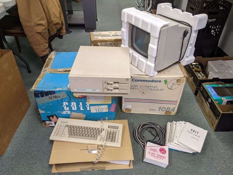 Vintage Computer. (3 boxes) with Commodore Colt, Monitor, Keyboard ...