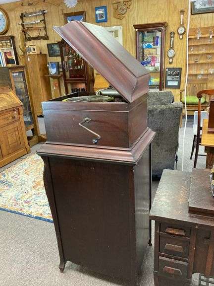 Edison Talking Machine (Phonograph) On Record Storage Cabinet. (Was ...