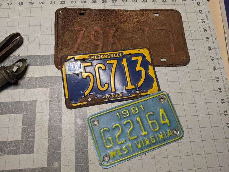 Traffic Guard Lantern, License Plates, Oil Spouts - Bid On Estates ...