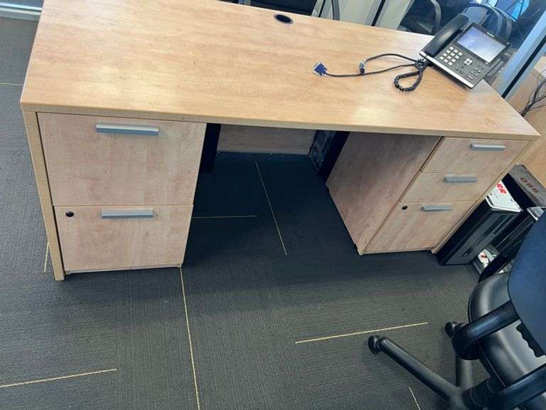 Solid Wood Tan Desk - Bonnette Auctions