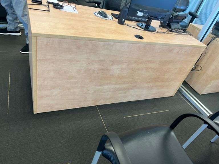 Solid Wood Tan Desk - Bonnette Auctions