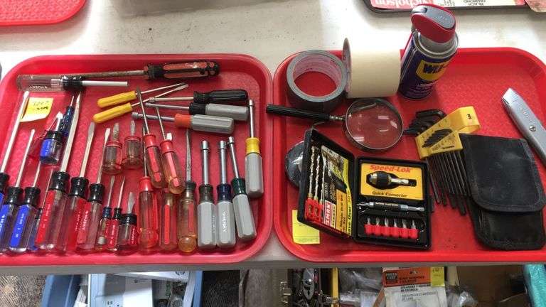 Husky and Master Mechanic Screw drivers; nut drivers, drill bit set ...