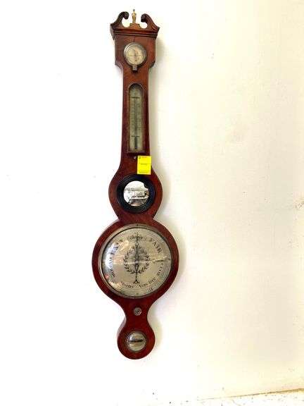 Antique Barometer with Mercury Thermometer - Intact Mercury Barometric ...