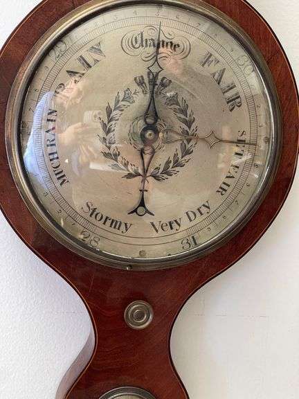 Antique Barometer with Mercury Thermometer - Intact Mercury Barometric ...