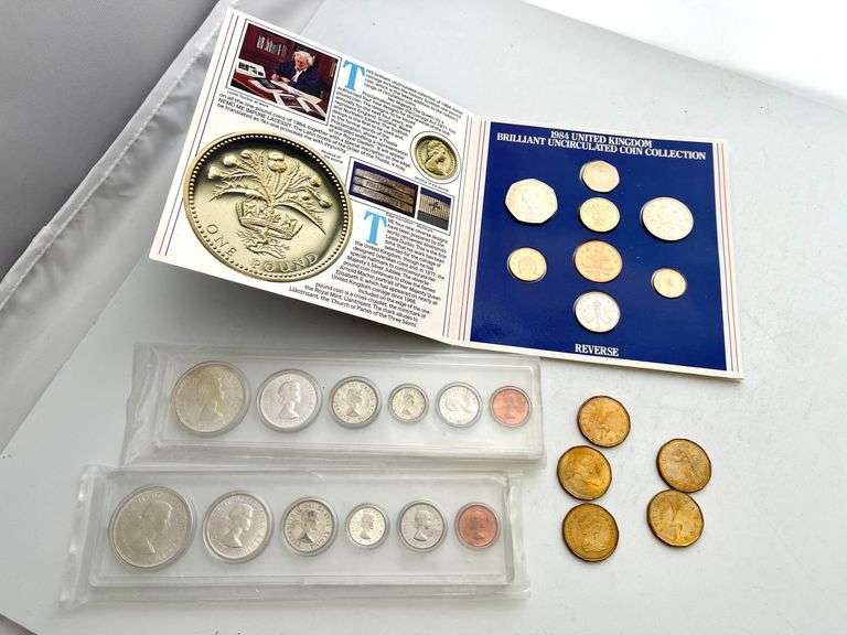 1984 United Kingdom Brilliant Uncirculated Coin Collection; (2) 1964 ...