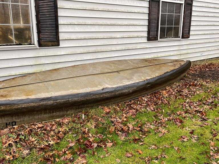 Approx 14’ Metal Canoe with Two Misc Ore’s . Inspect at Preview. NO ...