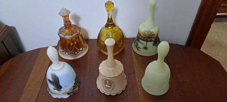 Variety of Glass Hand Bells - 7 pc - Cassel & Associates