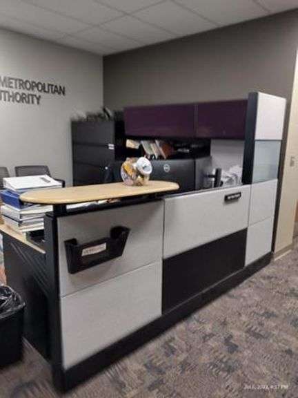 L-Shape Receptionist Cubicle Desk with Countertop - Cassel & Associates
