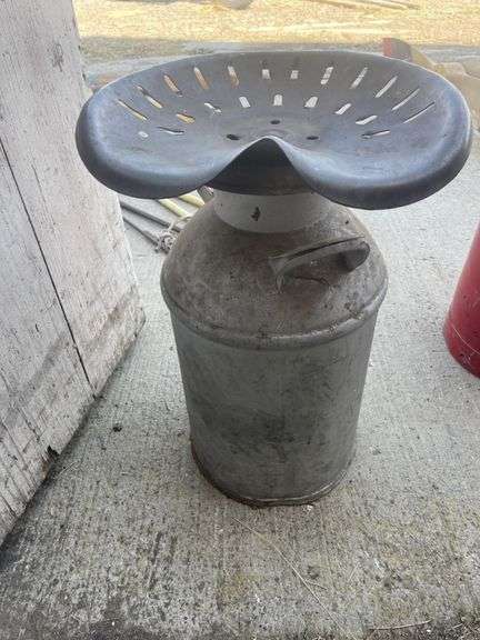 Tractor Seat Stool with Milk Can Base - Prime Time Auctions, Inc.