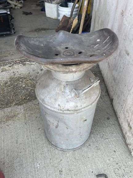Tractor Seat Stool with Milk Can Base - Prime Time Auctions, Inc.