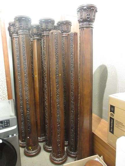 Very Ornate Brown Wood Columns - Prime Time Auctions, Inc.