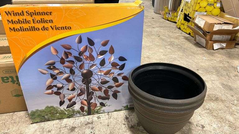 3) Planter Pots and Wind Spinner - Prime Time Auctions, Inc.