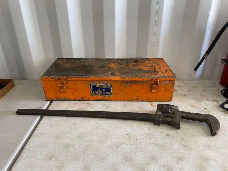 Pipe Wrench, Tool Box with Assorted Tools - Prime Time Auctions, Inc.
