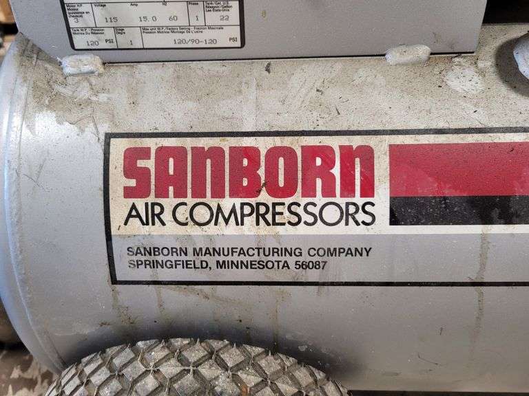 Sanborn 3HP Air Compressor - Prime Time Auctions, Inc.