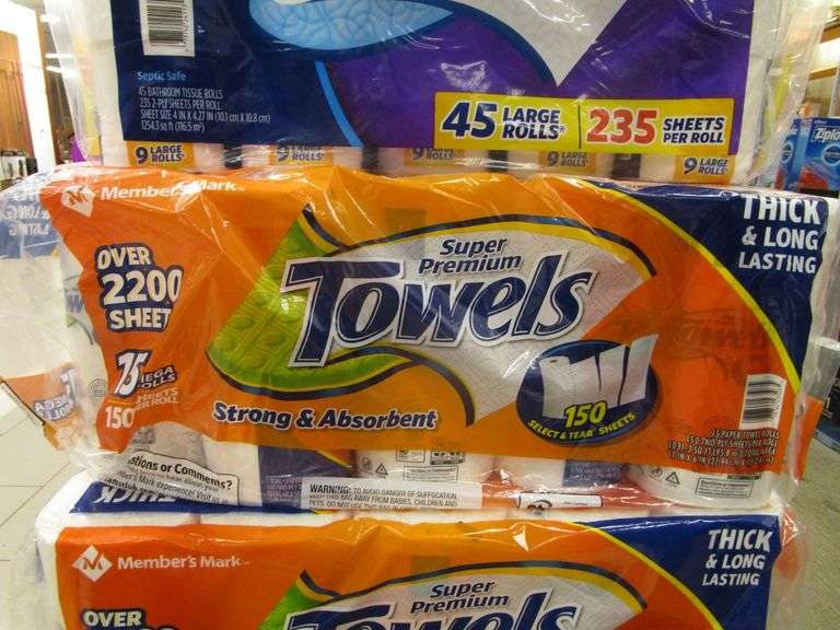 8) Member's Mark Bath Tissue 45ct, 6) Member's Mark Paper Towels 15ct ...