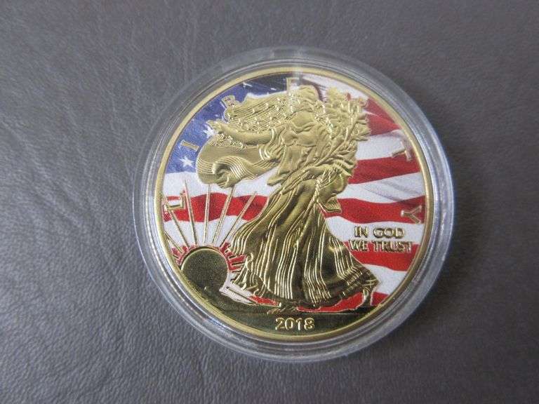 2018 USA 1oz Fine Silver One Dollar Eagle Liberty Gold Challenge Coin ...
