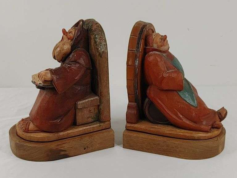 Carved Wood Bookends - Colorado Premier Realty & Auction Services
