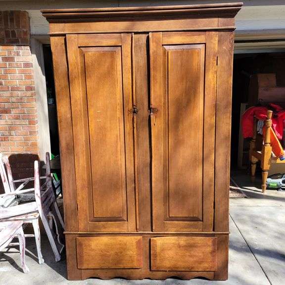 Antique Poplar Wardrobe - Colorado Premier Realty & Auction Services