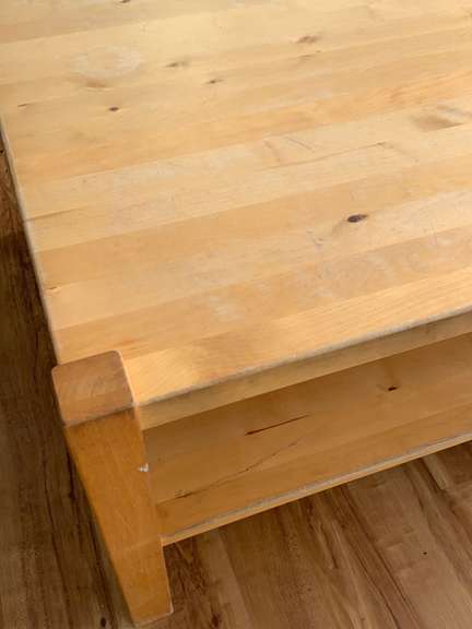 Wood two tier coffee table, 46 inches long by 27 inches wide by 17 ...