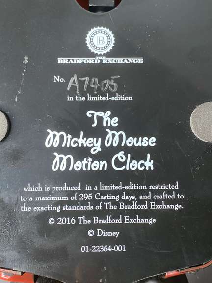 Bradford Exchange limited edition Mickey Mouse Motion clock with moving ...
