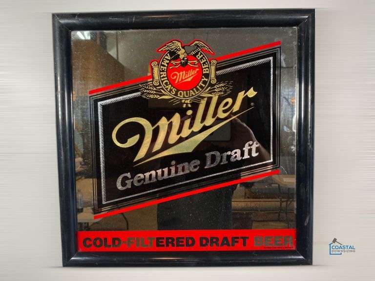 Vintage Miller Genuine Draft Beer Mirror Sign 18” x 18” - Coastal ...