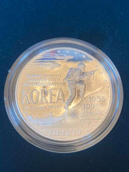 1991 Korean War Memorial Coin Silver Dollar Proof, 90% Silver with ...