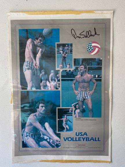 Signed Tom Selleck USA Volleyball Poster Shows Fading And Wear Located ...