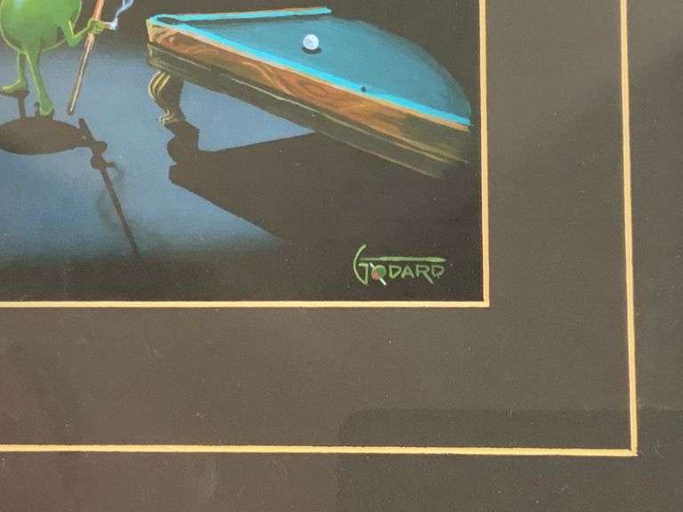 Rare Michael Godard “Pool Shark” Framed 24” x 24” - Coastal Downsizing LLC