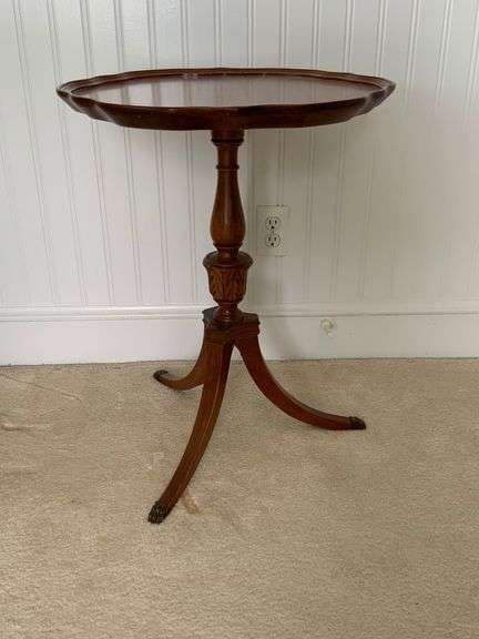 Wooden Pie Crust Table with Claw Feet, 20.5” in Diameter x 26” Tall ...