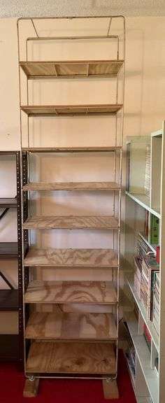 Metal Frame Shelf Unit with Plywood Shelves, Measures 24”x13”x89 ...