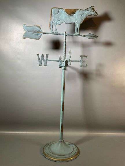 Decorative Metal Cow Weathervane on Stand - Coastal Downsizing LLC