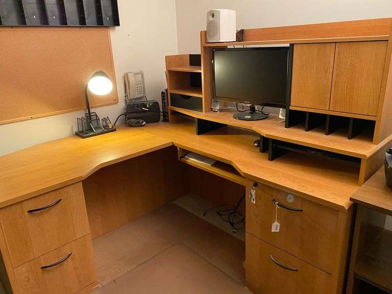 O’ Sullivan “L” Shaped Computer Desk, Contents Not Included, Buyer Must ...