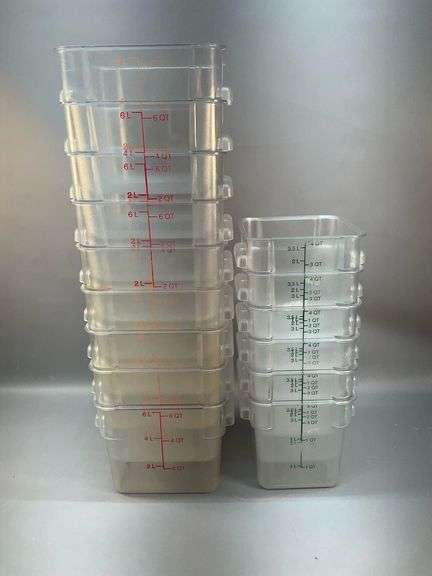 Sysco 4 Quart (12) and 6 Quart (9) Clear Square Polycarbonate Food ...