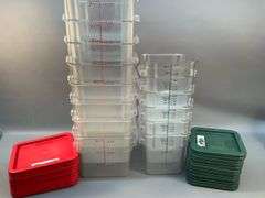 Sysco 4 Quart (12) and 6 Quart (9) Clear Square Polycarbonate Food ...