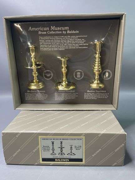American Museum Brass Collection by Baldwin Candlesticks, New in Box - Coastal Downsizing LLC