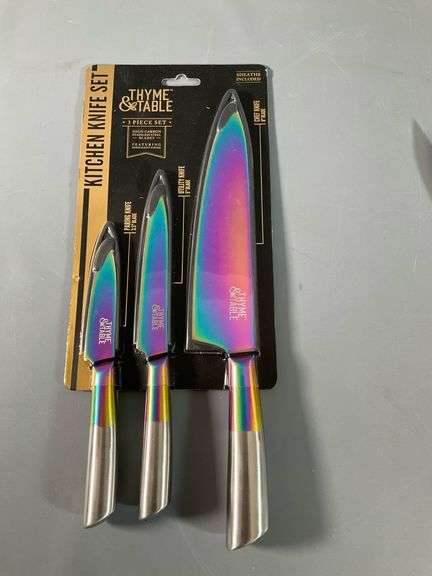Thyme & Table 3 Piece Knife Set and Angus Barn Steak Knives (4 ...