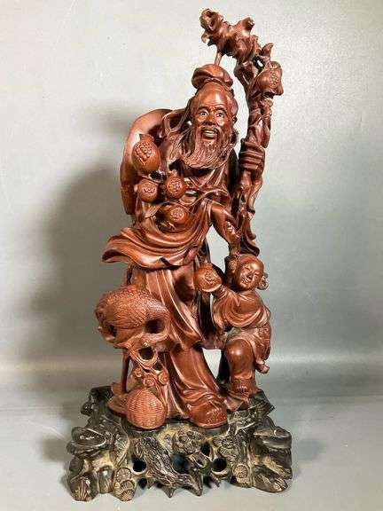 Chinese Wooden Carved Buddha Statue - Coastal Downsizing LLC