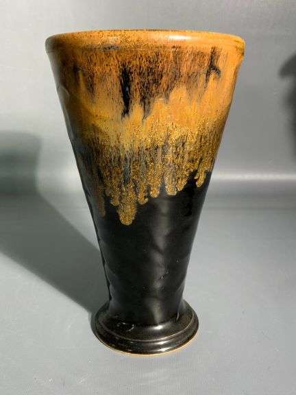 Beautiful Signed Drip Pottery Vase 8.5” - Coastal Downsizing LLC