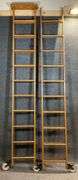 (2) Very Tall Vintage Wooden Library Ladders, Approximately 113” Tall ...