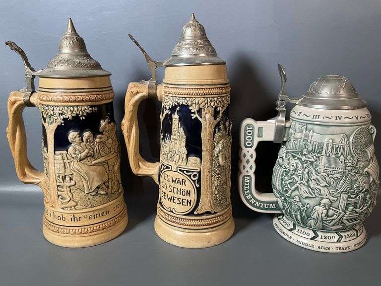 Collectible Steins, 2 Marked West Germany, 1 Numbered from Avon ...